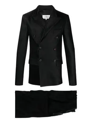 MAISON MARGIELA Satin-weave Double-breasted Blazer - Black