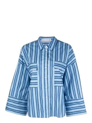 Faithfull The Brand Multi-way Striped Organic-cotton Shirt - Blue