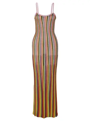 ZIMMERMANN Zimmermann Alight Striped Metallic Ribbed-knit Maxi Dress