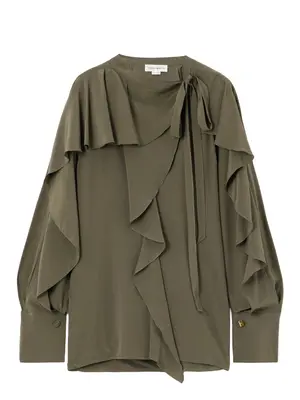 Victoria Beckham Romantic Tie-detailed Blouse - Green