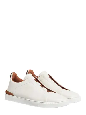 Zegna Zegna Deerskin Triple Stitch Sneakers Off White