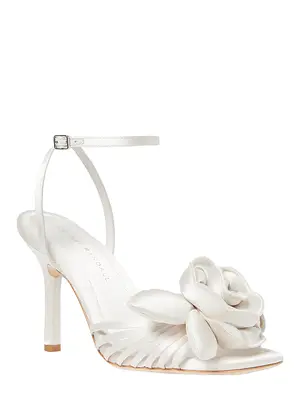 LOEFFLER RANDALL Rey Square Toe High Heel Sandals - Cream