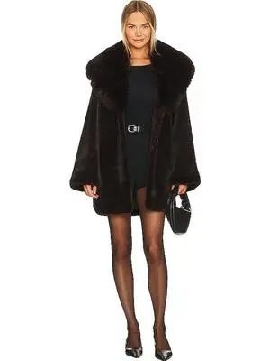 Adrienne Landau Faux Fox & Mink Coat - Shaved Chocolate