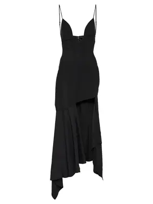 MUGLER Paneled Midi Dress - Black