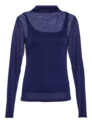 Vince Knitted Turtleneck Top - Blue