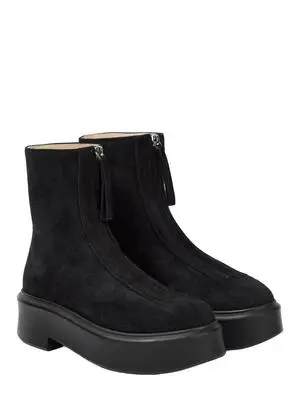 THE ROW Suede Ankle Boots - Black