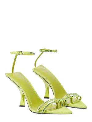 Attico Ester Embellished Suede Sandals - Green