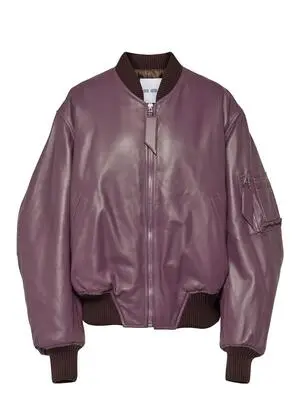 Attico Anja Leather Bomber Jacket - Purple