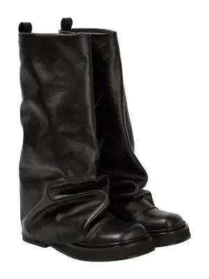 Attico Robin Leather Combat Boots - Black