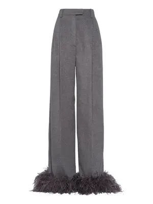 Prada Feather-trim Cashmere Trousers - Grey