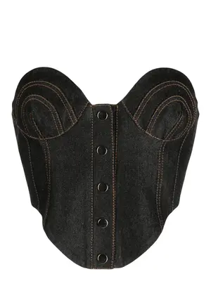 ALEKSANDRE AKHALKATSISHVILI Contrast-stitching Denim Corset - Blue
