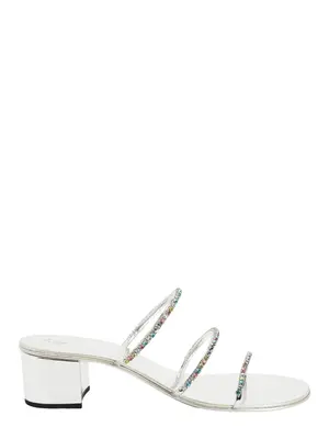 GIUSEPPE ZANOTTI 40mm Embellished Heeled Sandals - Silver