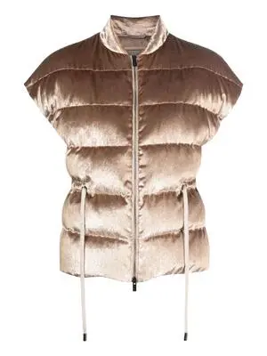Peserico Velvet-effect Padded Gilet - Brown