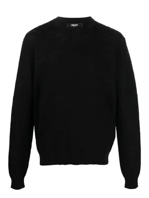 Versace Barocco-motif Textured Jumper - Black