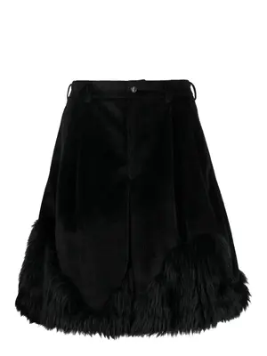 Comme Des Garçons Pleated Faux-fur Shorts - Black