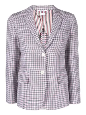 Thom Browne Check Crepe Single-breasted Blazer - White