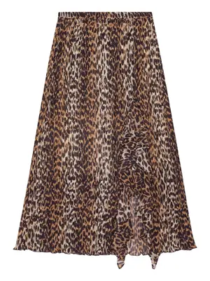 GANNI GANNI Leopard-Print Georgette Maxi Skirt
