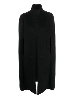 Peserico Crystal-embellished Brushed Maxi Cape - Black