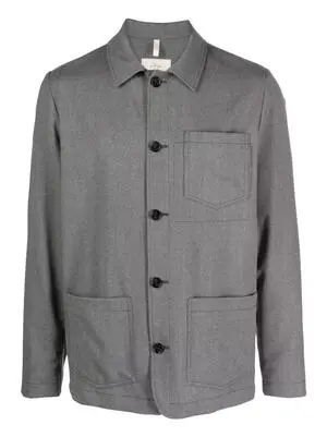 Altea Button-up Virgin-wool Blend Shirt Jacket - Grey