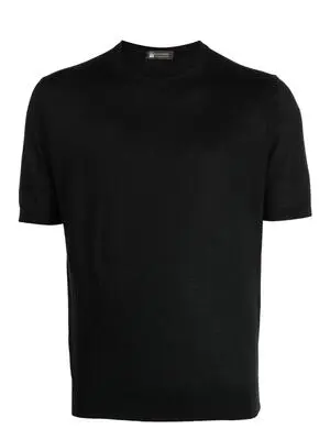 Colombo Crew-neck Fine-knit T-shirt - Black