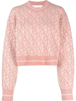 Palm Angels Monogram-jacquard Cropped Jumper - Neutrals