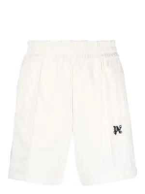 Palm Angels Monogram-embroidered Track Shorts - White