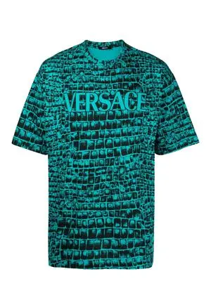 Versace Coccodrillo-print Cotton T-shirt - Green