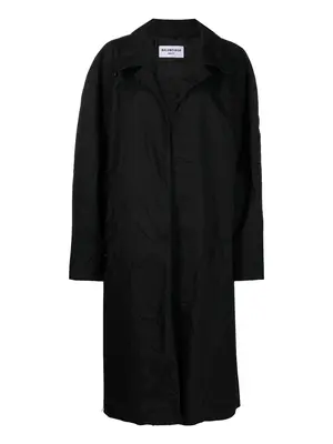 Balenciaga Raw-edge Trench Coat - Black