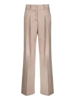 Peserico Twill Wide-leg Trousers With Crystal Embellishments - Brown