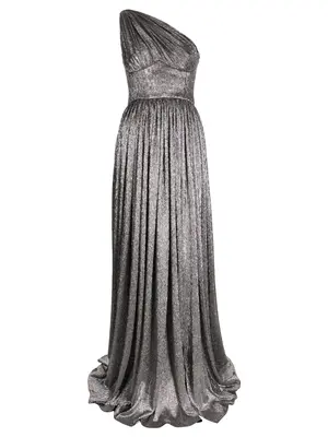 RHEA COSTA One-shoulder Metallic Gown - Silver