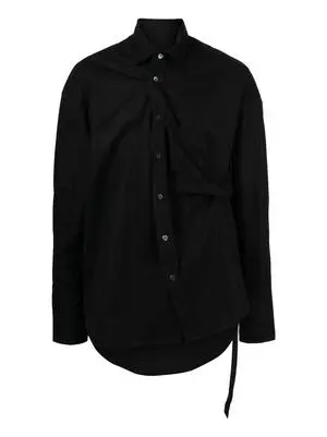 MARINA YEE Asymmetric Cotton-poplin Shirt - Black
