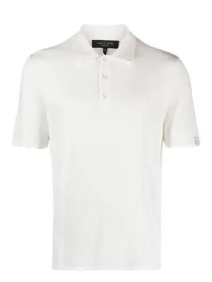 Rag & Bone Harvey Ribbed-knit Polo Shirt - White
