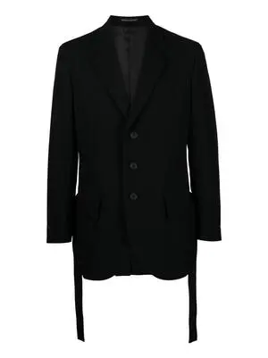 Yohji Yamamoto Army Gabardine Pleated Blazer - Black