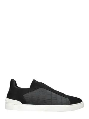 Zegna Crocodile Leather Triple Stitch Sneakers Black