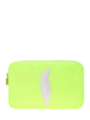 BLOC BAGS Embroidered Cosmetics Bag - Neon Yellow