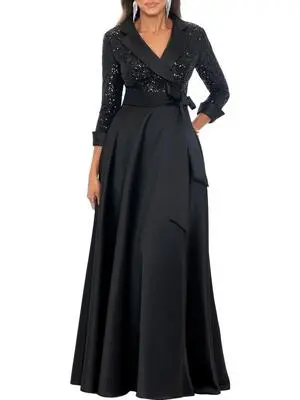 XSCAPE EVENINGS Xscape Evenings Sequin Tux Ballgown