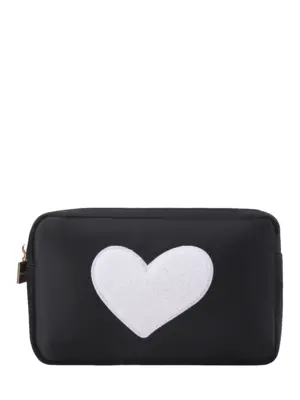 BLOC BAGS Medium Heart Cosmetic Bag - Black/white