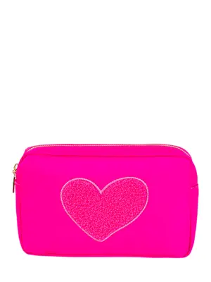 BLOC BAGS Medium Heart Cosmetic Bag Hot Pink/ Hot Pink