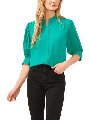 CECE DUPRAZ Puff Sleeve Button-up Shirt - Everglade