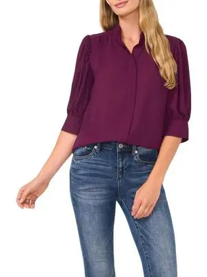 CECE DUPRAZ Puff Sleeve Button-up Shirt - Pickled Beet