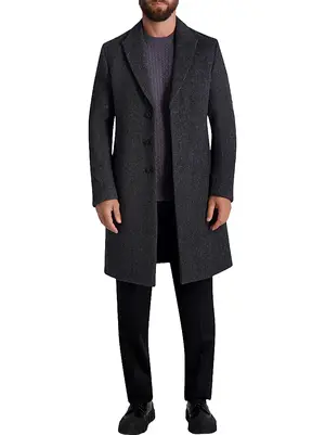 Karl Lagerfeld Paris Regular Fit Top Coat Charcoal