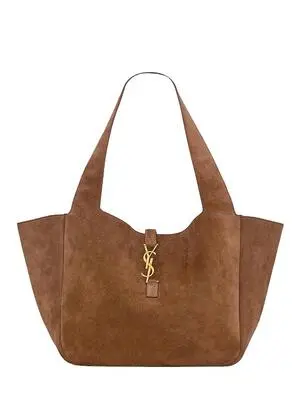 Saint Laurent Le 5 A 7 Bea Shoulder Tote Bag Caramel Cognac Suede/gold