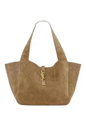 Saint Laurent Le 5 A 7 Bea Shoulder Tote Bag Golden Leaf Suede/gold