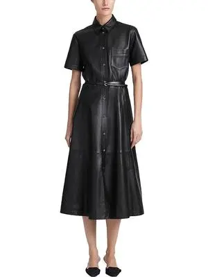 Altuzarra Kiera Leather Shirtdress - Black