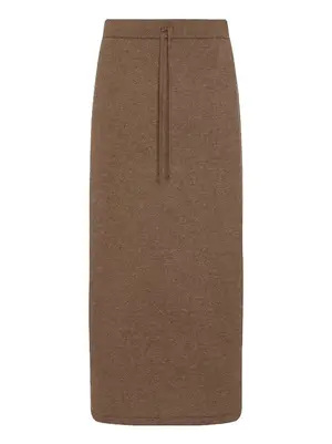 Rosetta Getty Rosetta Getty Wool Cashmere Drawstring Midi Skirt Brown