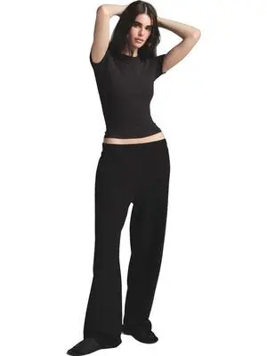 SKIMS Cotton Fleece Classic Straight Leg Pant - Onyx