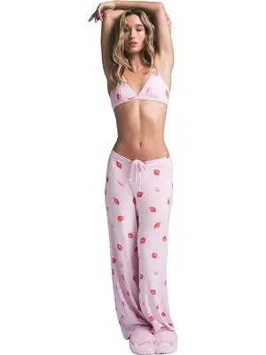 SKIMS Sleep Straight Leg Pant Cherry Blossom Lipstick