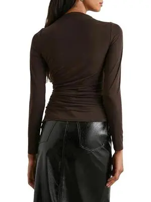 Rails Joelle Shirred Mock-neck Top - Espresso
