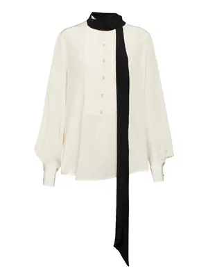 Victoria Beckham Tie-neck Silk Blouse - White