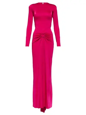 Victoria Beckham Gathered Jersey Maxi Dress - Pink